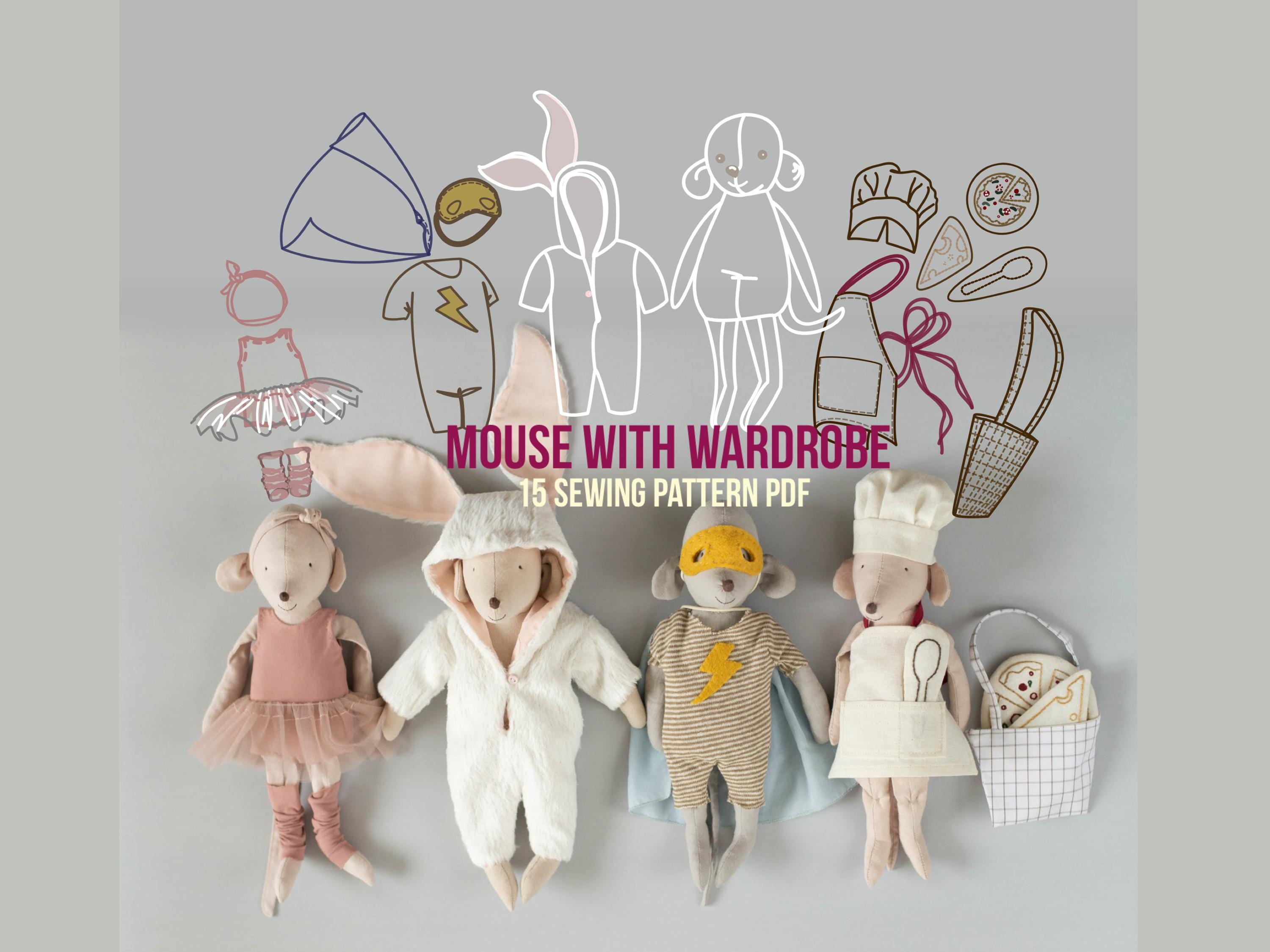 Mouse Doll Sewing Patterns: Chef, Ballerina, Superhero, Kigurumi (PDF ...
