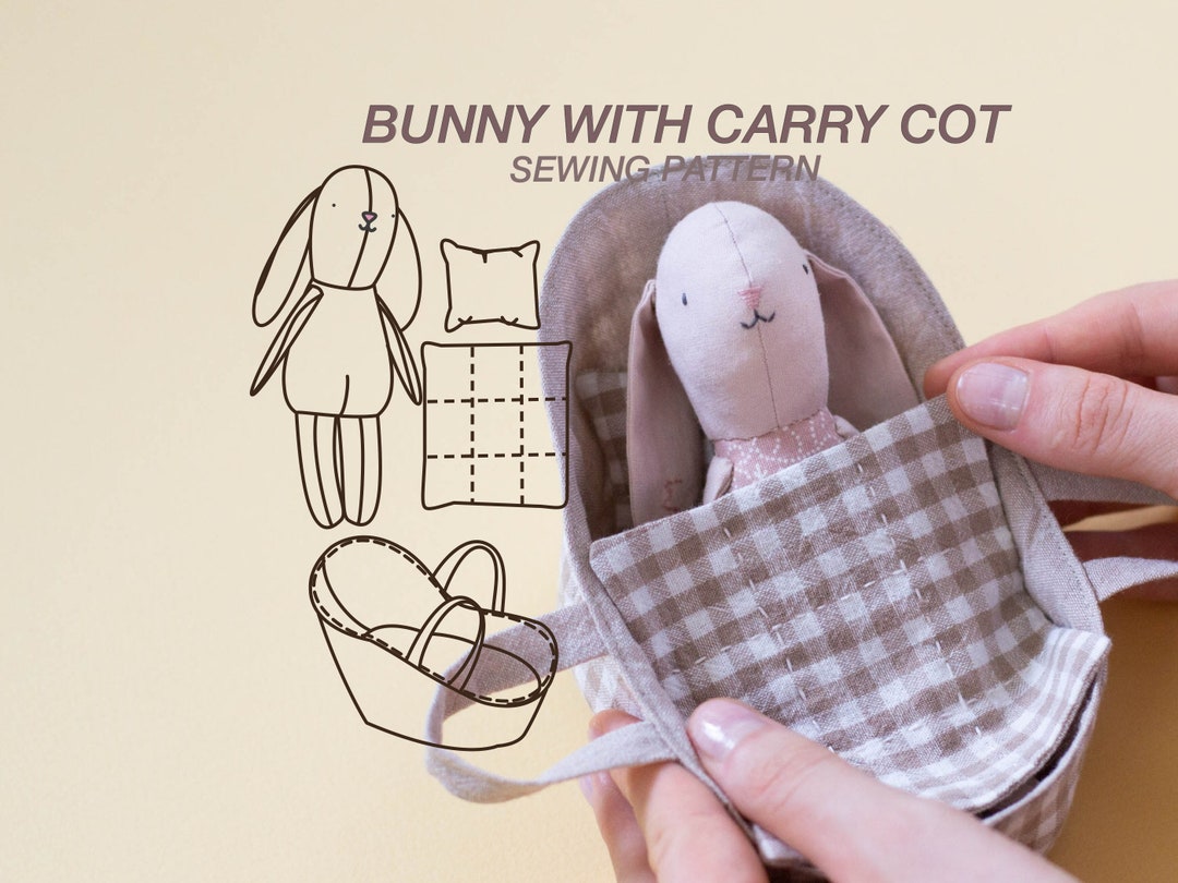 Mini Bunny Doll With Carrycot Sewing Pattern PDF Video Tutorial - Etsy