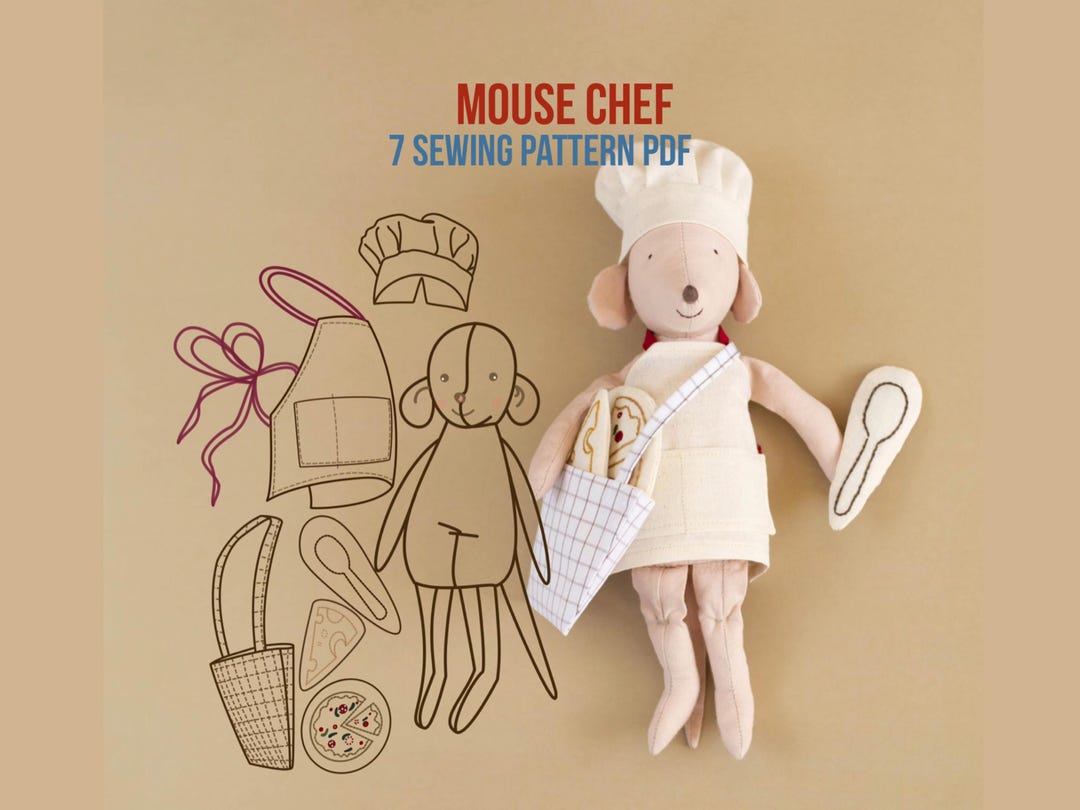 Chef Mouse Doll Sewing Pattern PDF + Video Tutorial - Etsy