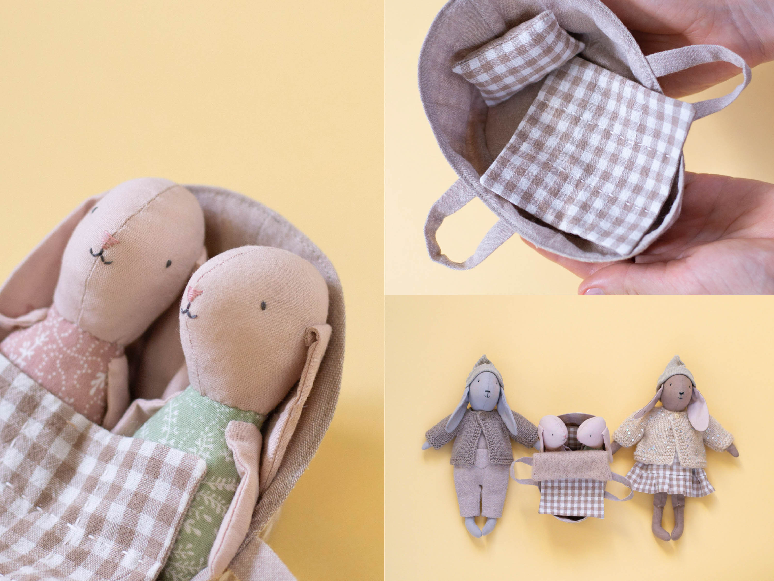 DIY Stuffed Bunny Rabbit Family – 7 Sewing Patterns PDF + Video ...