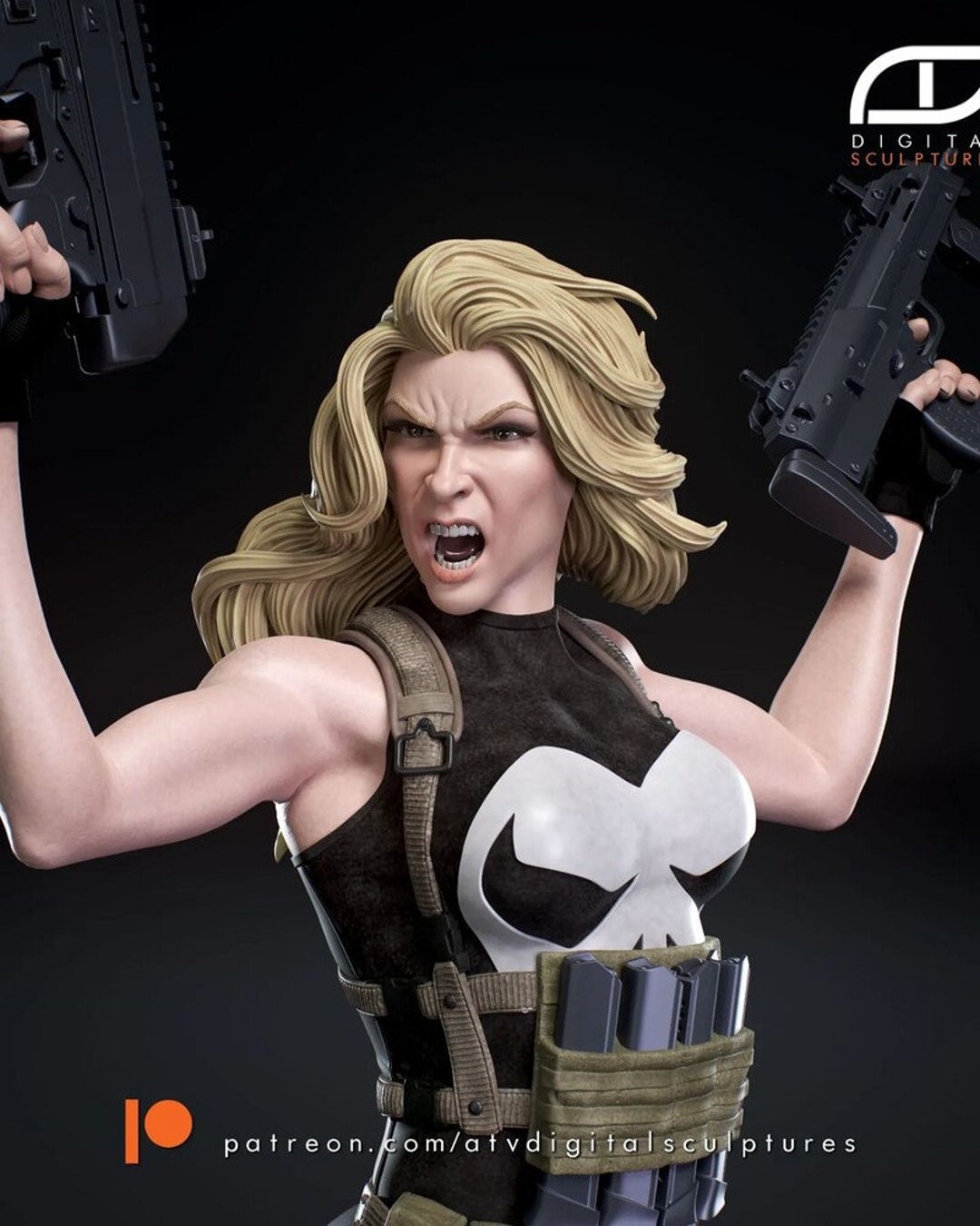 Punisher Woman Stl File 3D Printer Stl File3dstl Modelstl3d - Etsy