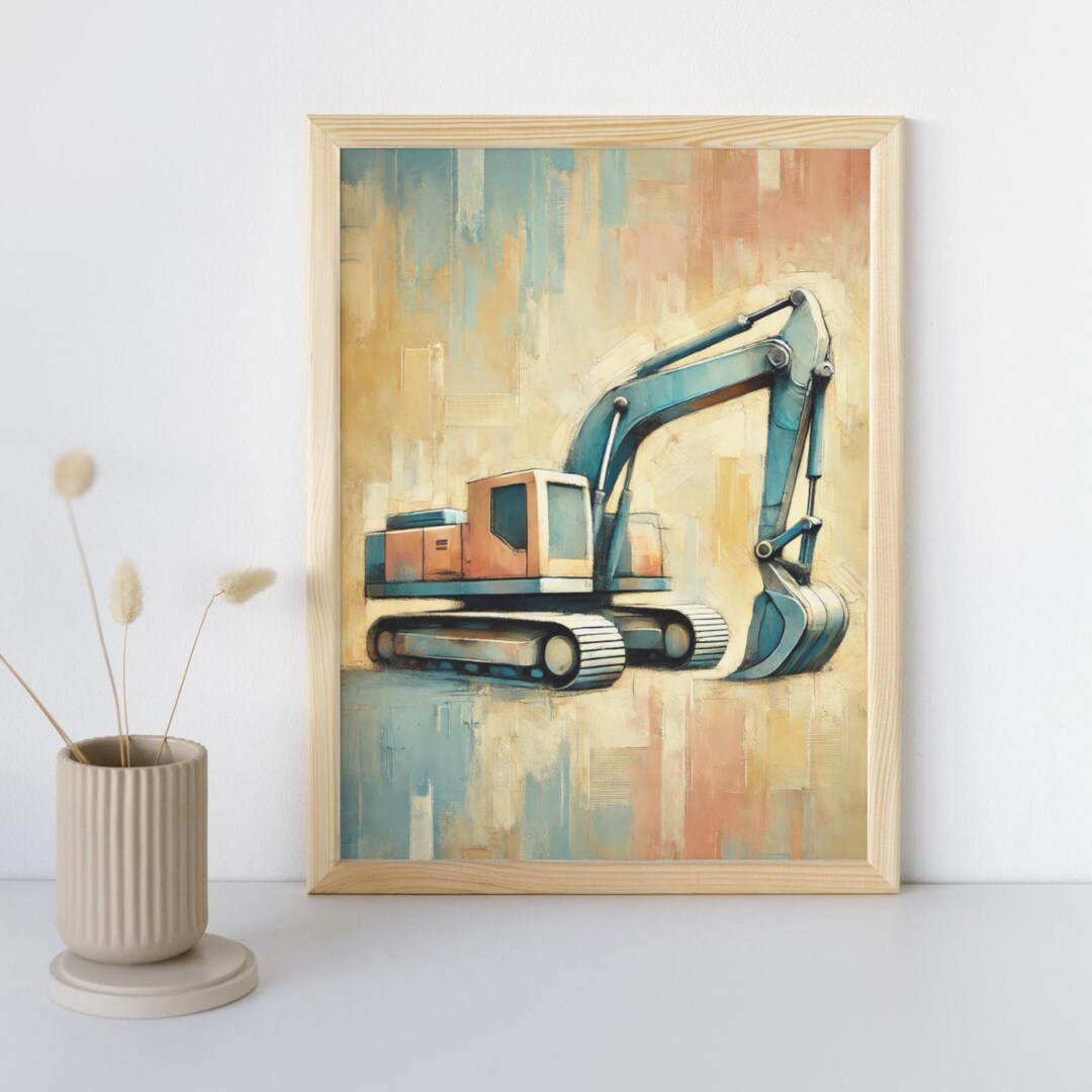 Excavator Wall Mural – Digital Print – Instant Download & Ready to ...