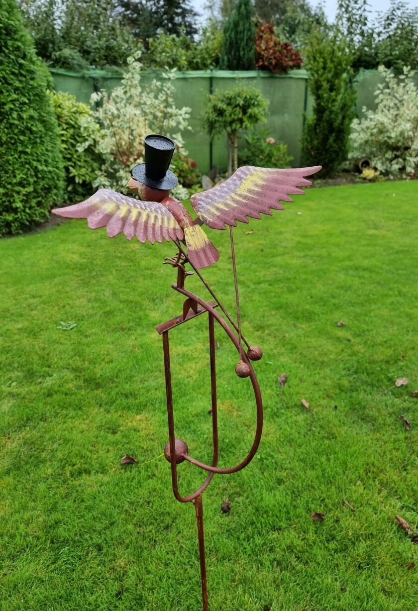 Statue, Wind Moving Garden Raven With Hat 130 Cm Metal Gift Idea for ...