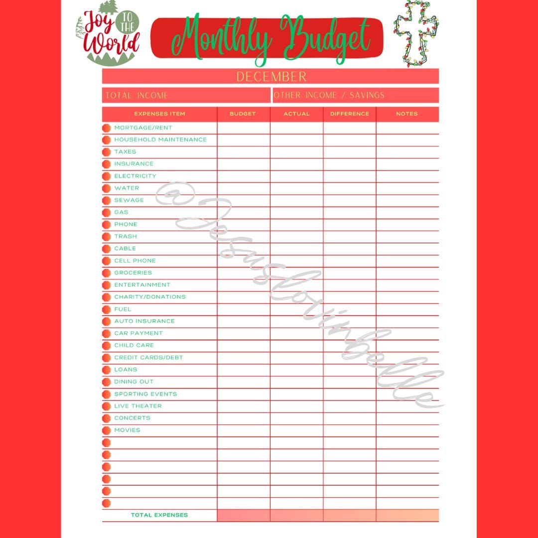 Christian-themed Monthly Budget Planner Sheets Customizable & Instant ...