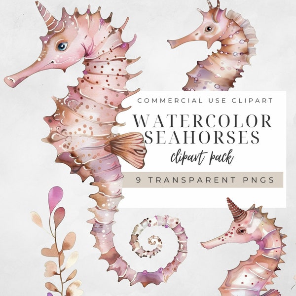 Watercolor Seahorse - Etsy