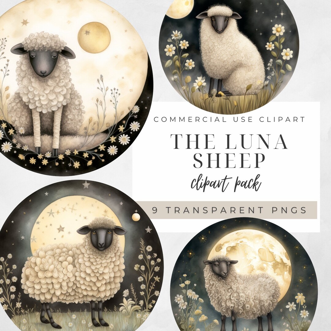 Luna Sheep Clipart Transparent PNG, Junk Journal, Instant Download ...