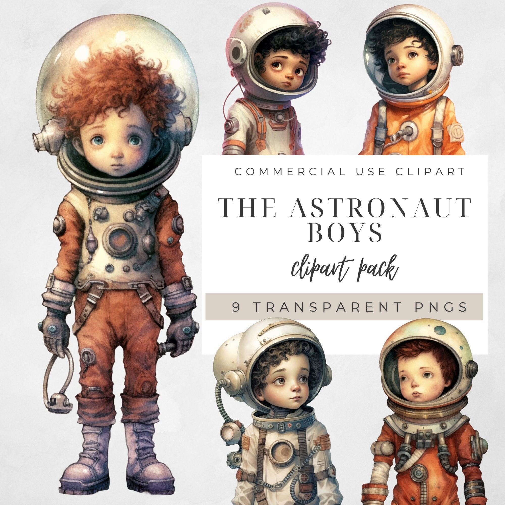 The Astronaut Boys, Clipart, Transparent PNG, Paper Doll, Junk Journal ...