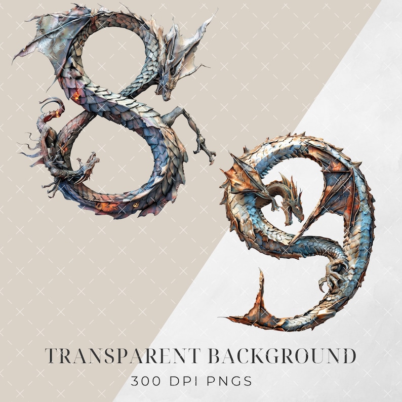 Dragon Number Clipart, Transparent PNG, Instant Download, Dragon ...
