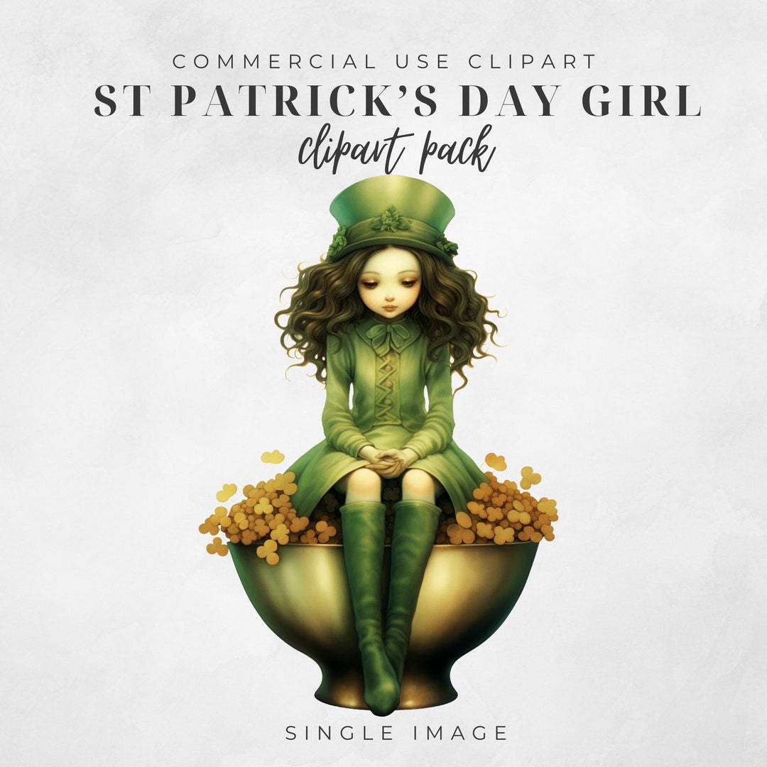 St Patrick's Day Girl Clipart, Single Image Clipart, Transparent PNG ...