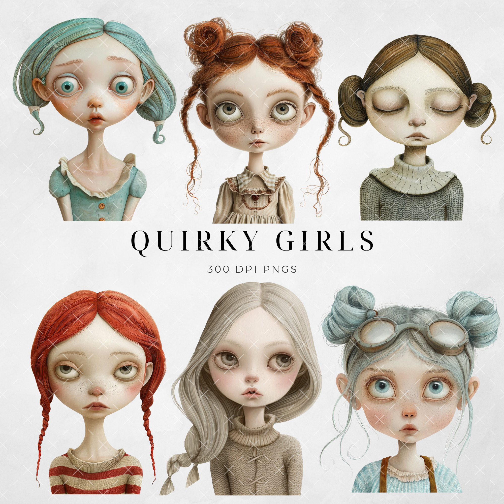 Quirky Girl Clipart, Transparent PNG, Paper Doll, Junk Journal, Instant ...