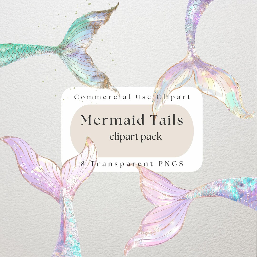 Mermaid Tail Clipart, Transparent PNG, Instant Download, Glitter ...