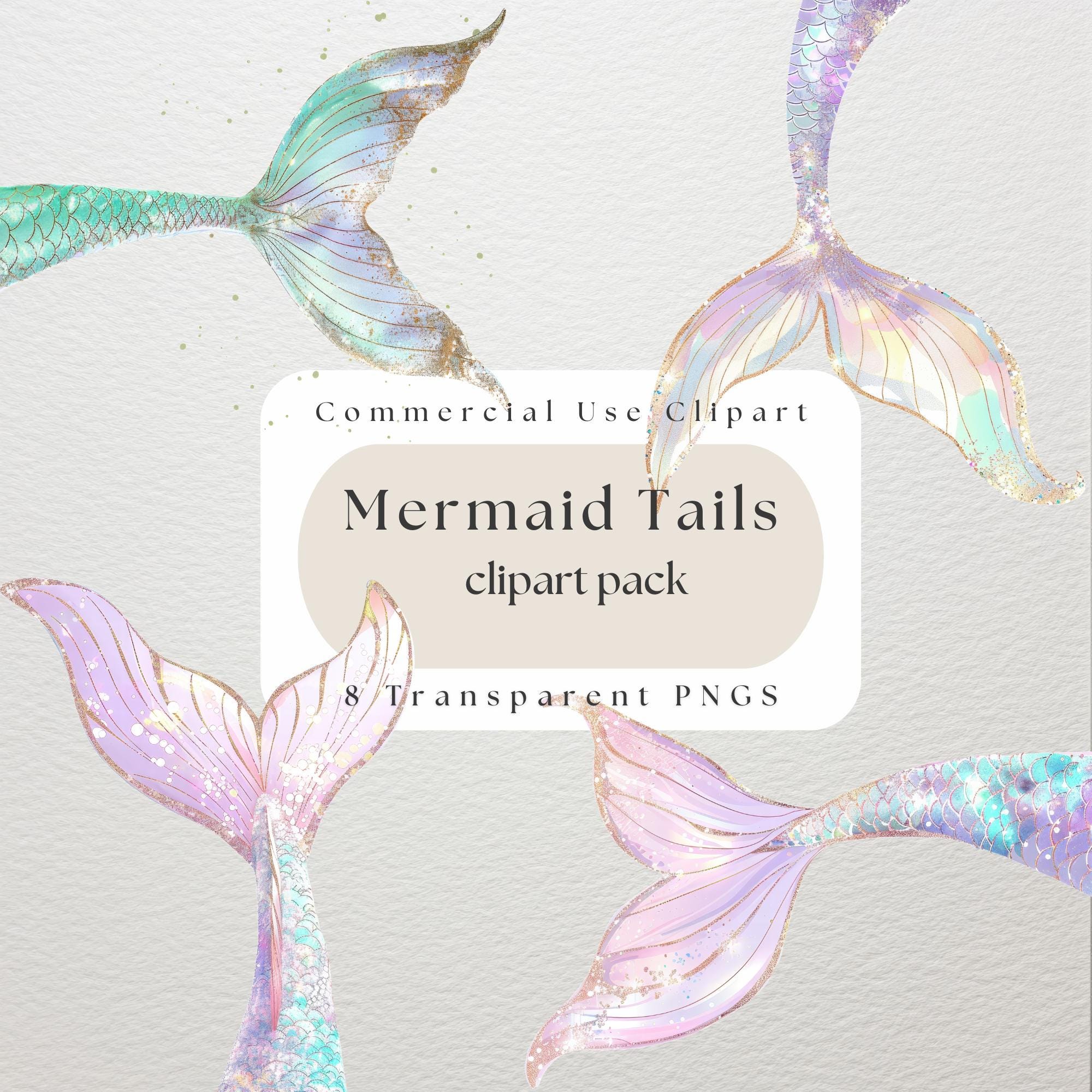 Mermaid Tail Clipart, Transparent PNG, Instant Download, Glitter ...