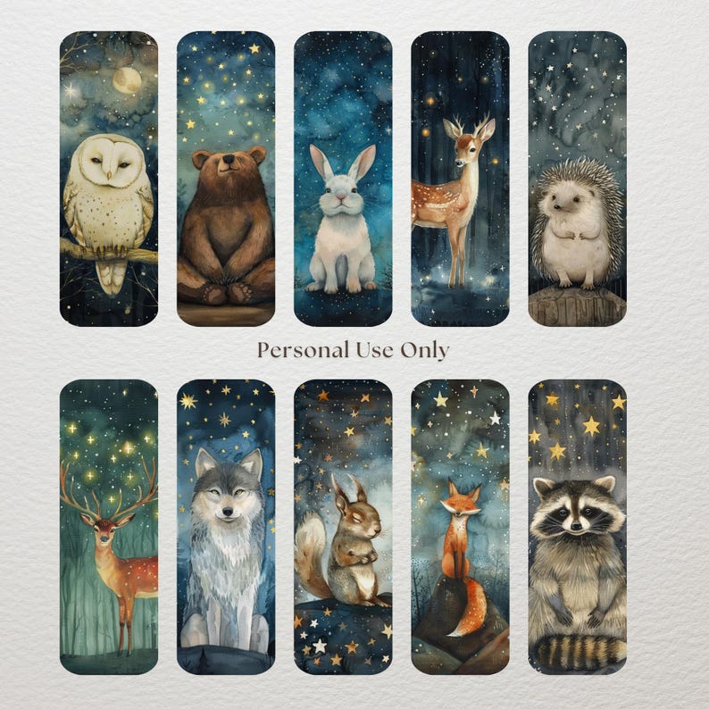 Woodland Animal Bookmarks, Printable Bookmark, Digital Download ...