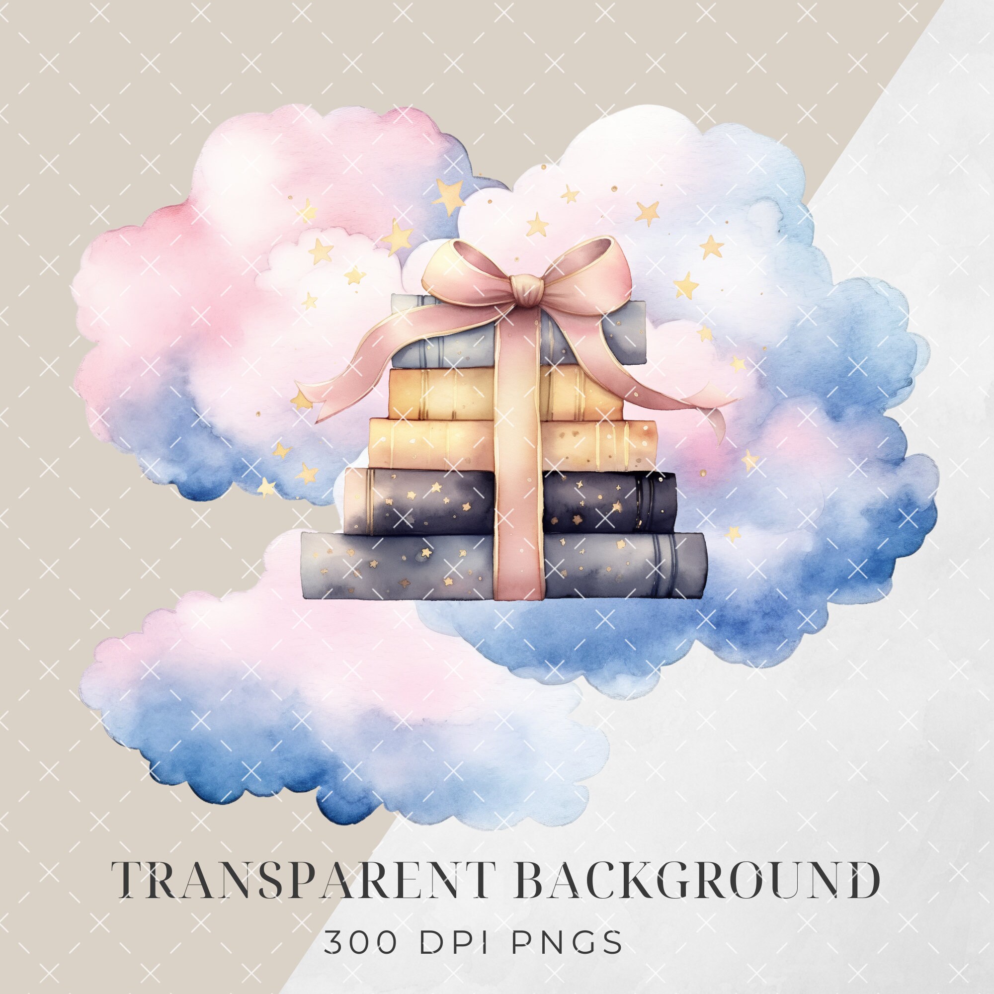 Goodnight Books Clipart, Transparent PNG, Instant Download, Bedtime ...