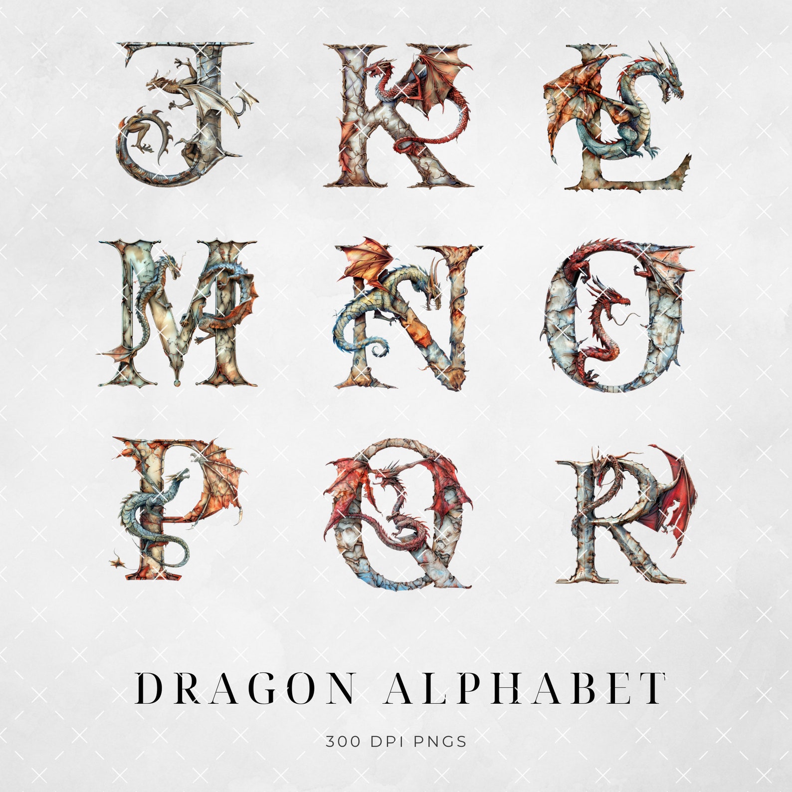 Dragon Letter Clipart, Transparent PNG, Instant Download, Dragon ...