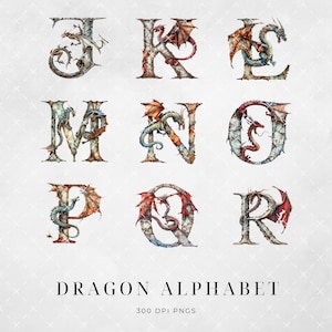 Dragon Letter Clipart, Transparent PNG, Instant Download, Dragon ...