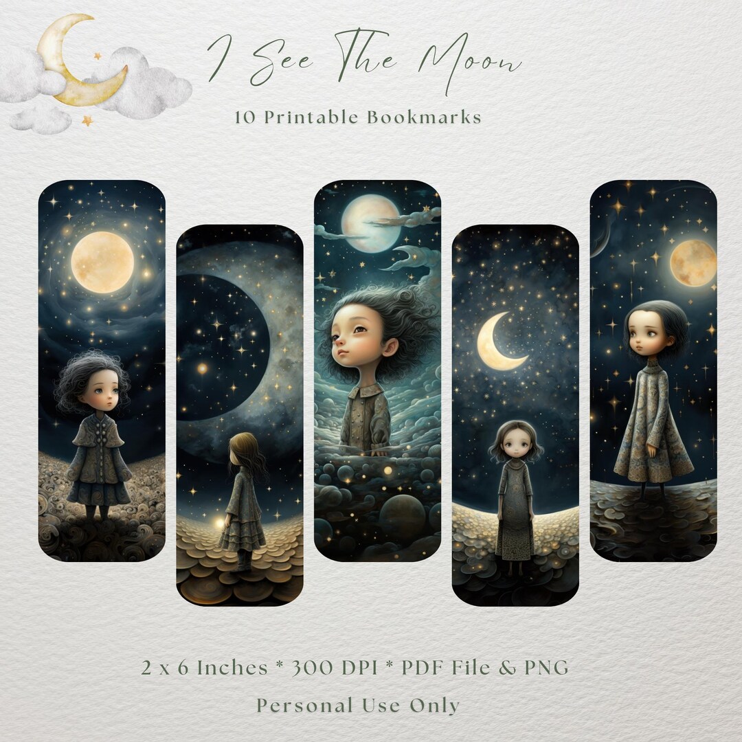 I See the Moon Bookmarks, Printable Bookmark, Instant Download ...