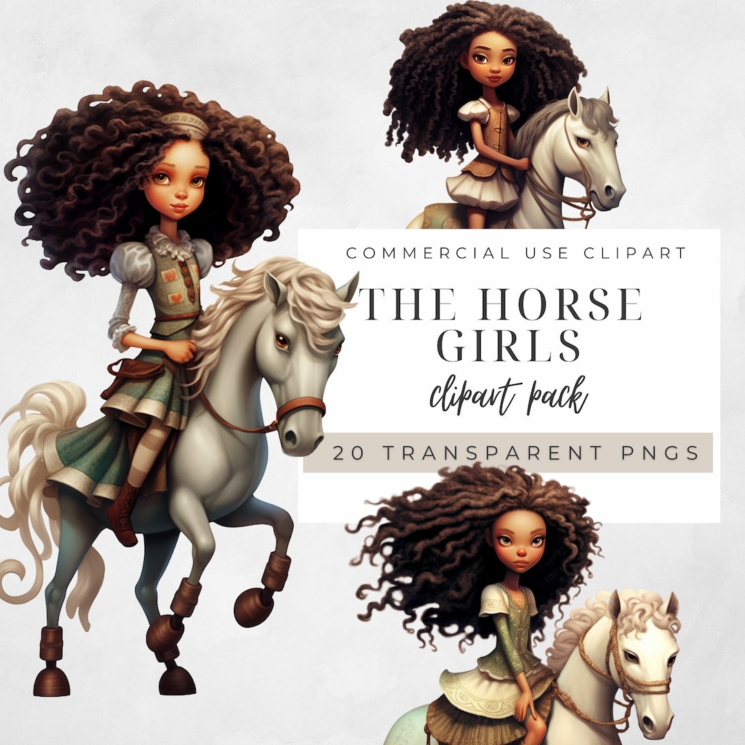 The Horse Girls Clipart, Transparent PNG, Paper Doll, Junk Journal ...