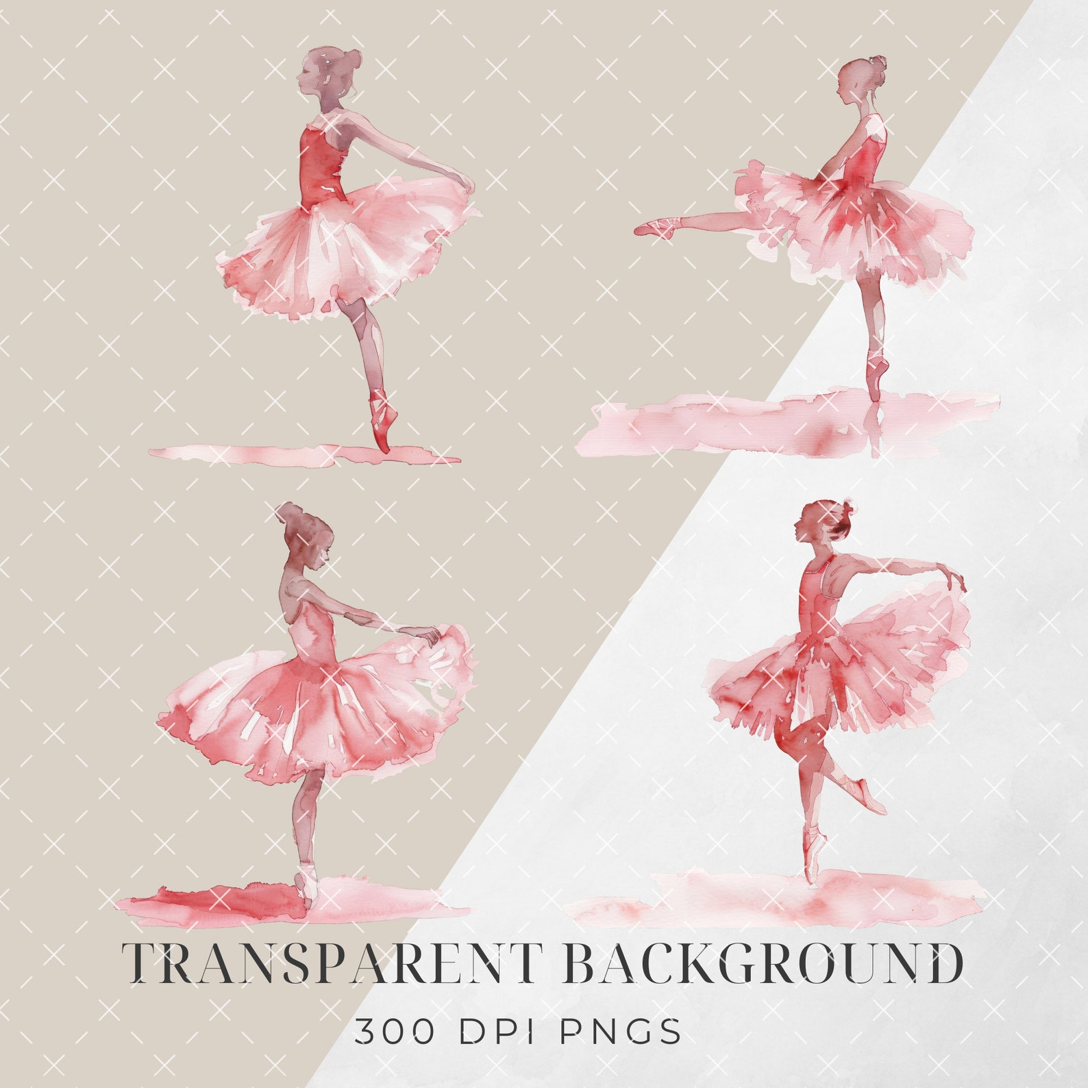 Watercolor Ballerina Clipart, Transparent PNG, Instant Download ...