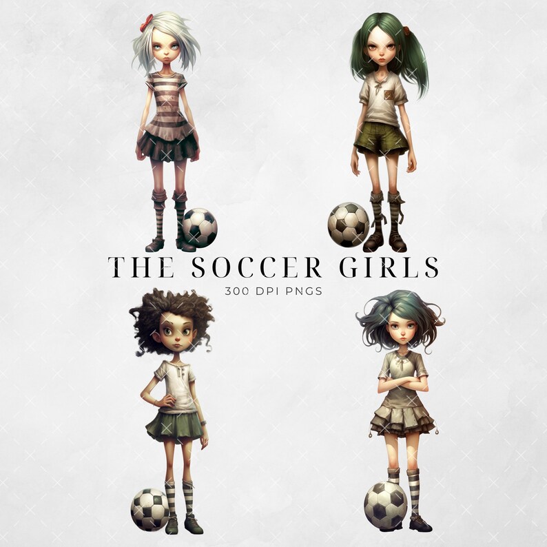 Soccer Girls Clipart, Transparent PNG, Paper Doll, Junk Journal ...
