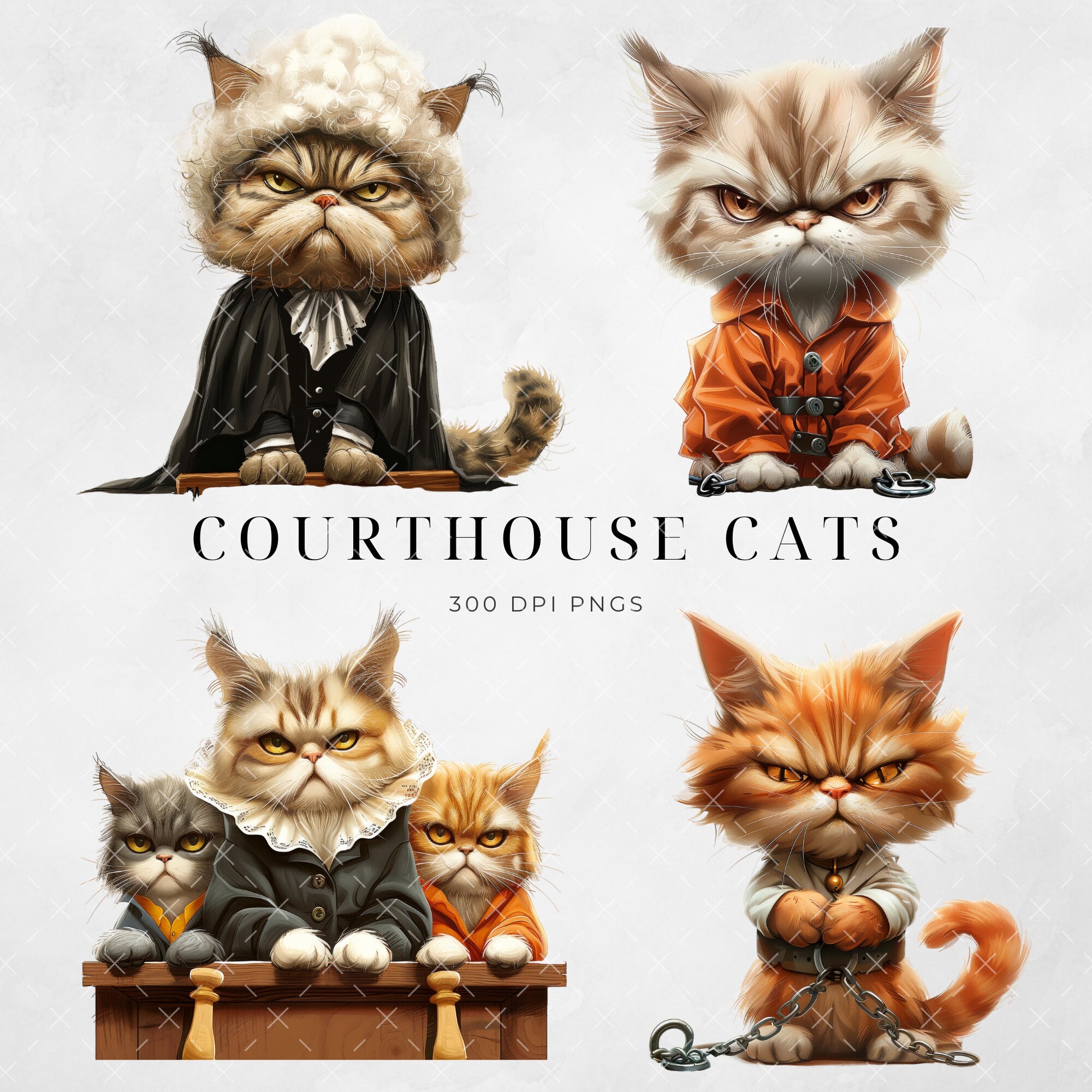 Courthouse Cat Clipart, Transparent PNG, Instant Download, Quirky Cat ...