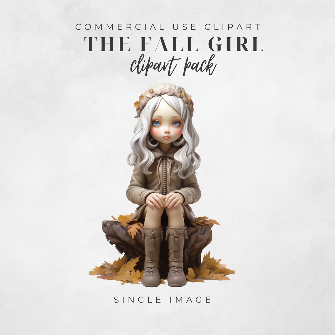 The Fall Girl Clipart, Single Image, Transparent PNG, Paper Dolls, Junk ...