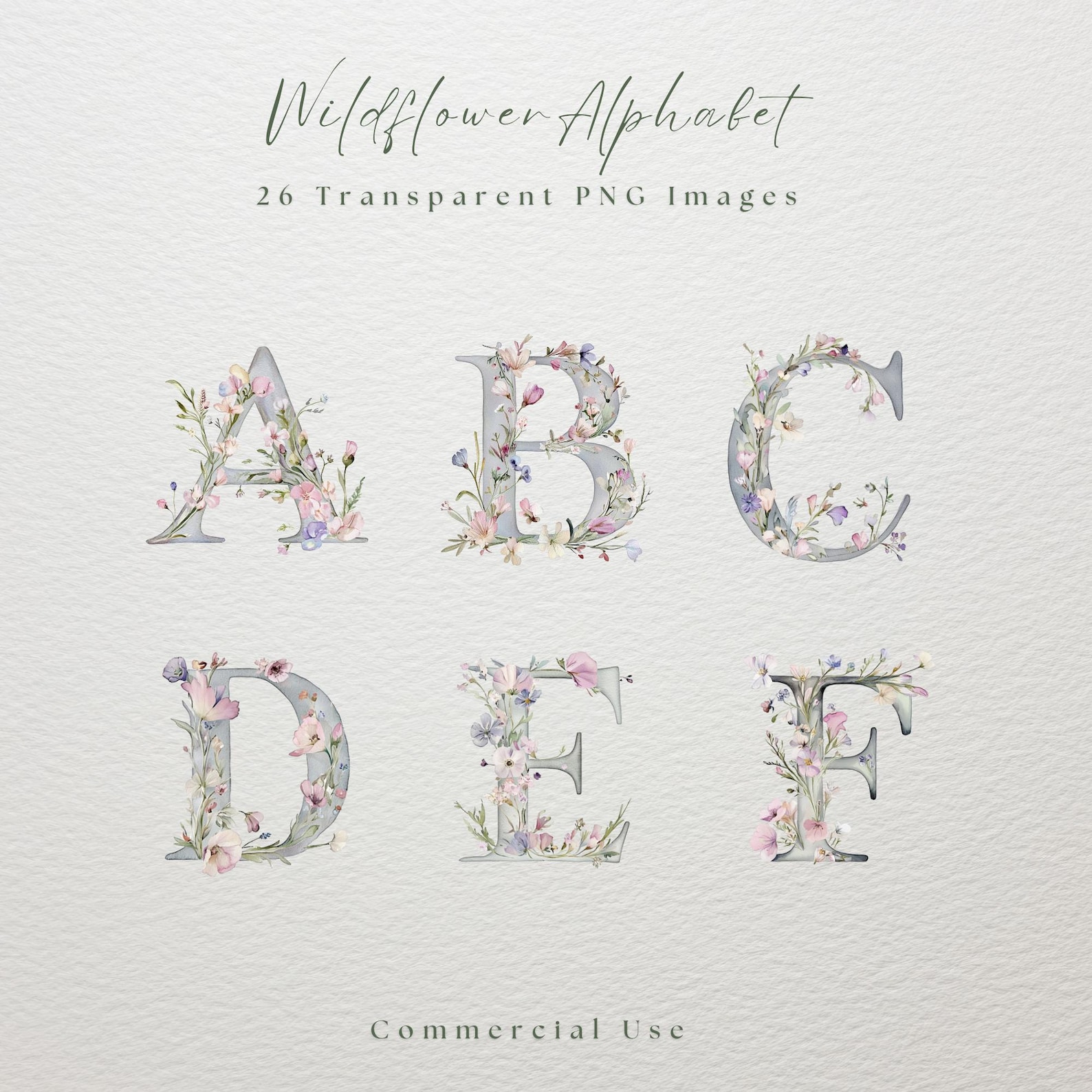 Wildflower Letter Clipart, Transparent PNG, Instant Download ...