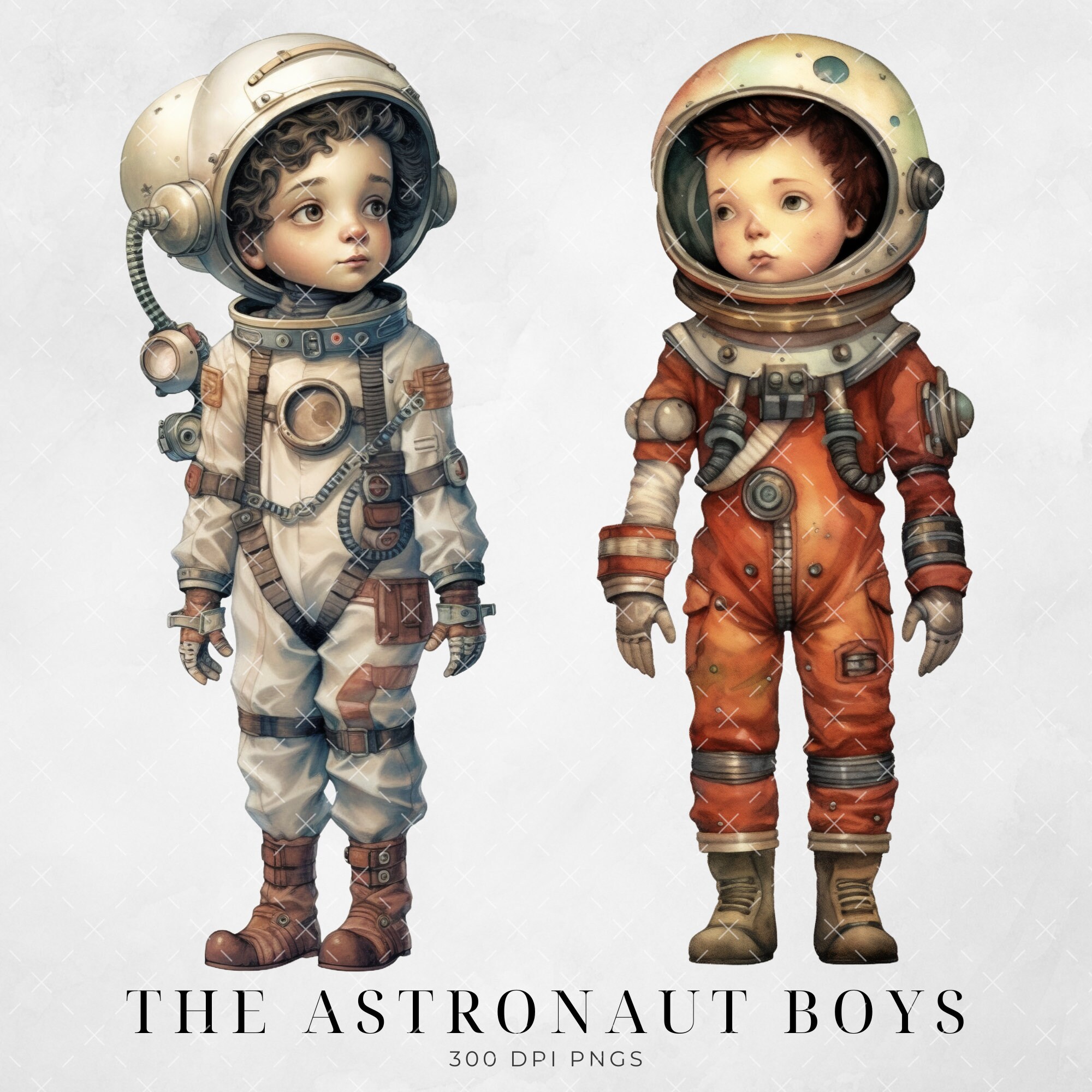 The Astronaut Boys, Clipart, Transparent PNG, Paper Doll, Junk Journal ...