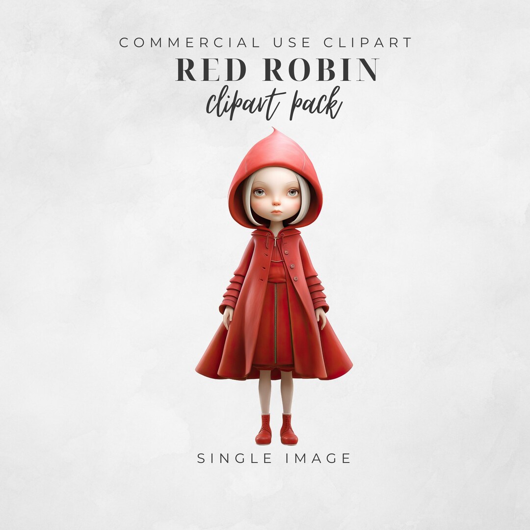 Red Robin Girl Clipart, Single Image, Transparent PNG, Paper Dolls ...