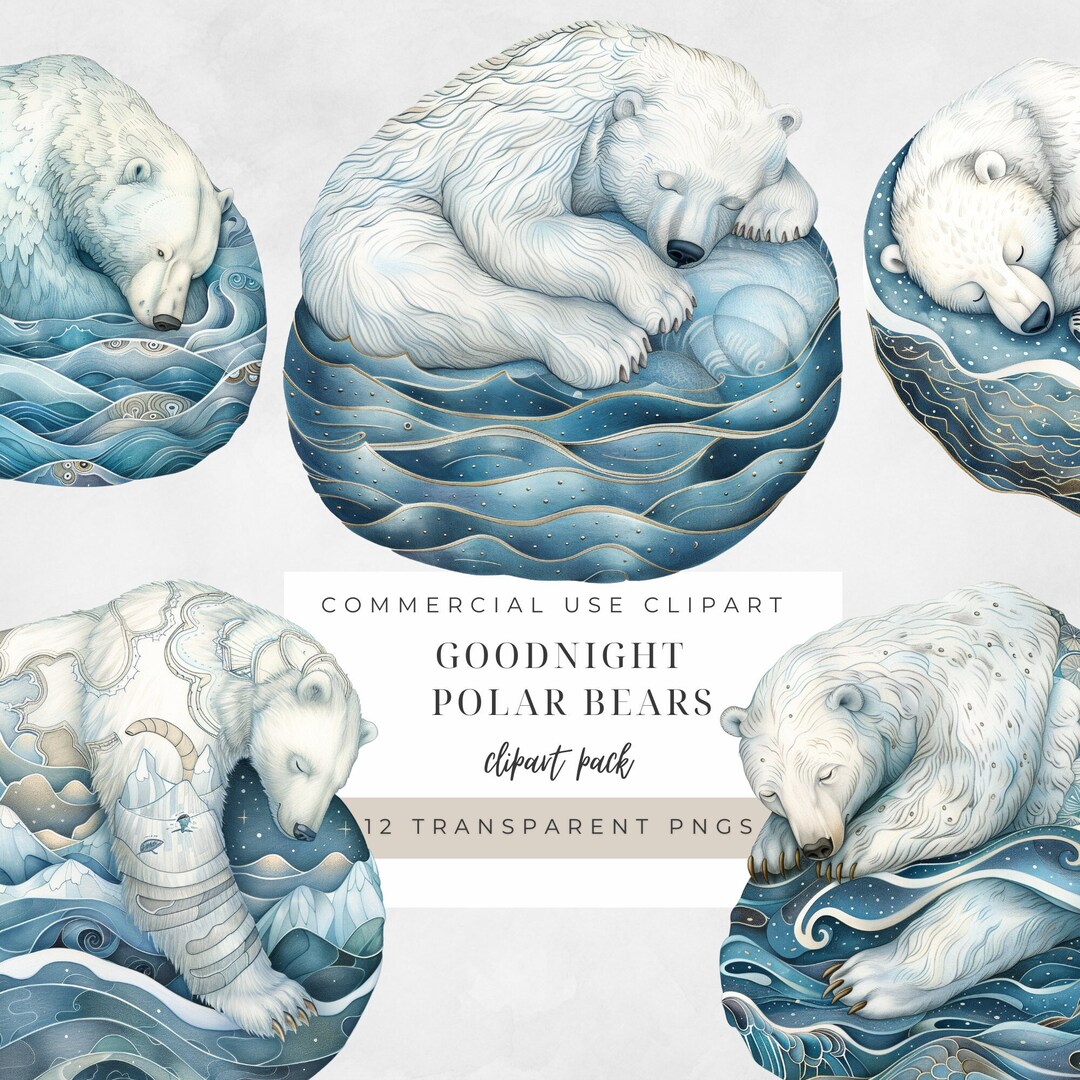 Polar Bear Clipart, Transparent PNG, Junk Journal, Instant Download ...