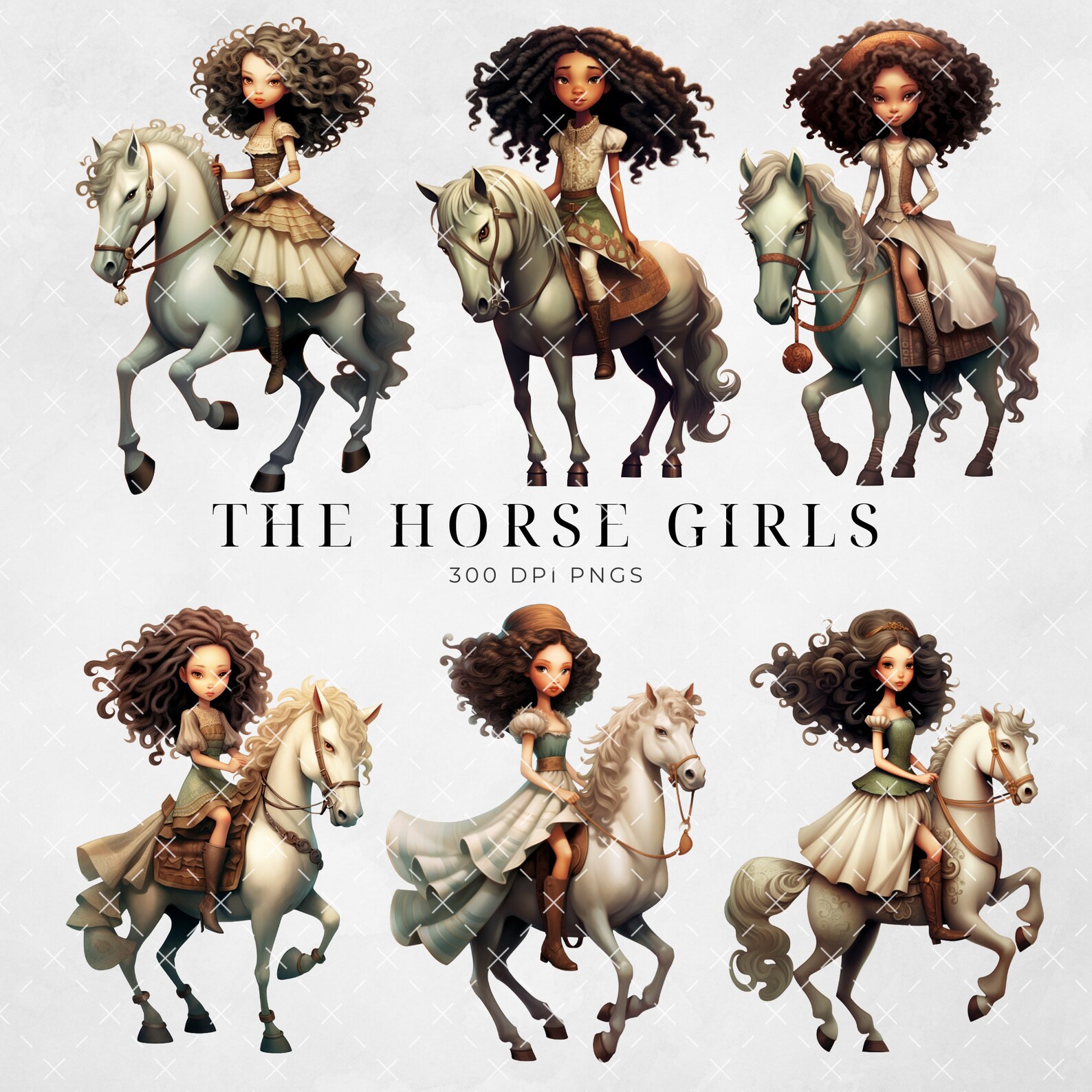 The Horse Girls Clipart, Transparent PNG, Paper Doll, Junk Journal ...