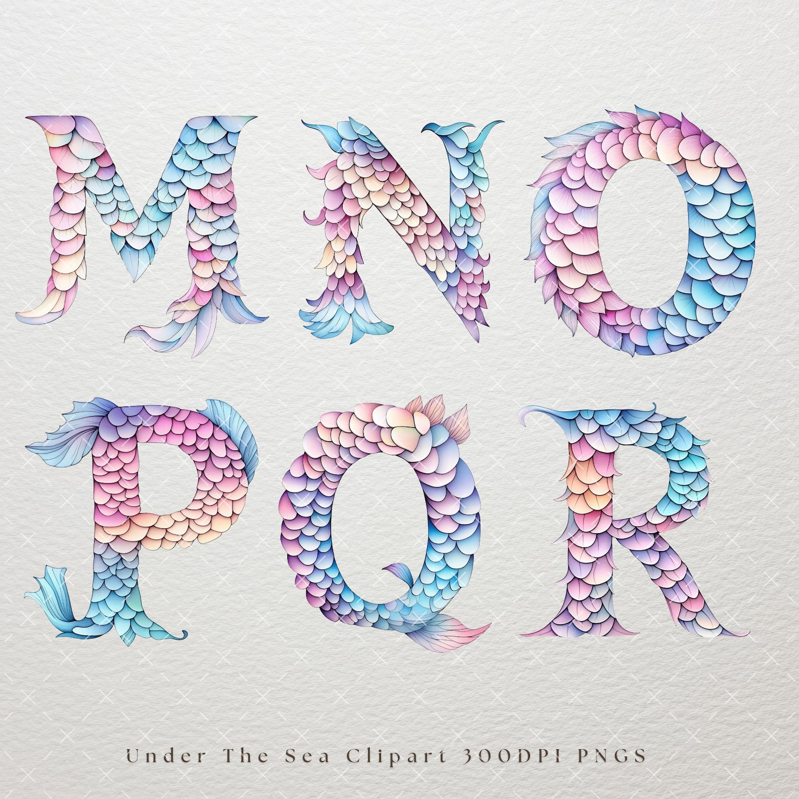 Mermaid Alphabet Clipart, Under the Sea, Digital Download, Girl ...