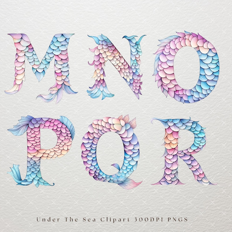Mermaid Alphabet Clipart, Under the Sea, Digital Download, Girl ...