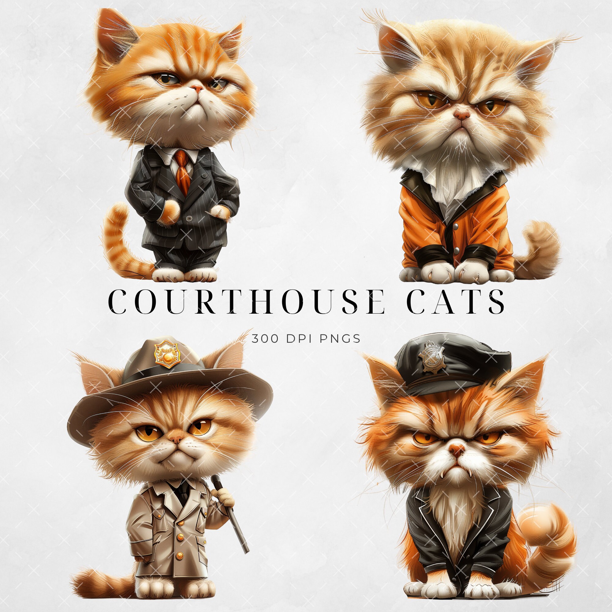 Courthouse Cat Clipart, Transparent PNG, Instant Download, Quirky Cat ...