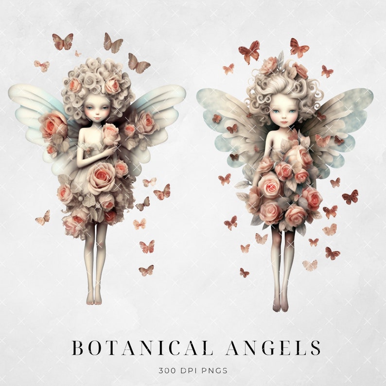 Botanical Angel Clipart, Transparent PNG, Paper Doll, Floral Angel PNG ...