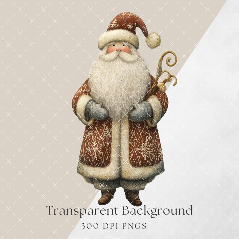 Scandinavian Santa Clipart, Transparent PNG, Instant Download ...