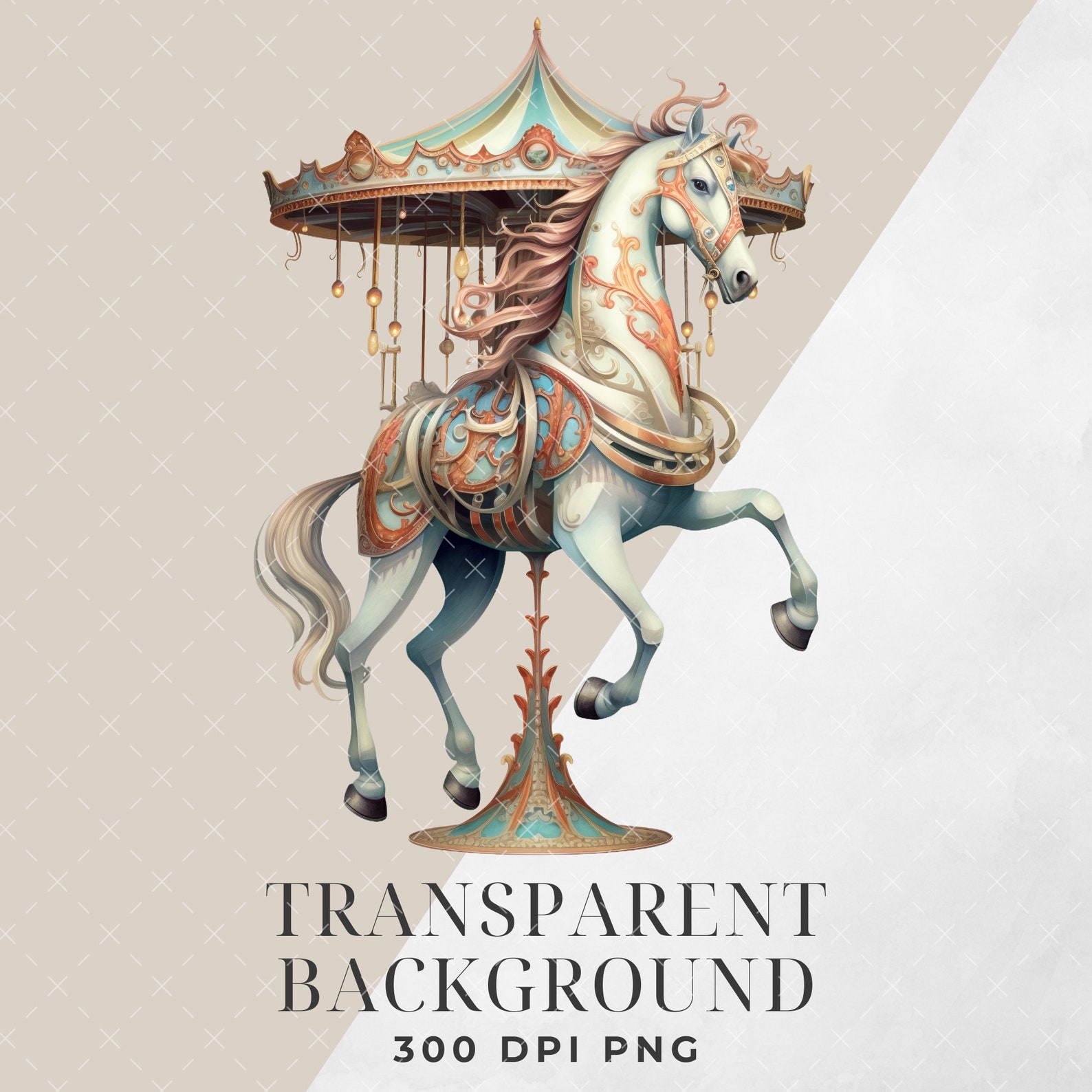 Carousel Horse Clipart, Single Image, Horse Clipart, Nursery Clipart ...