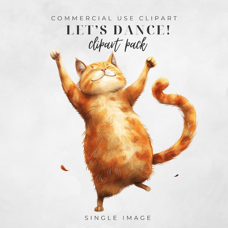 Let's Dance! Cat Clipart, Single Image Clipart, Transparent PNG, Junk ...