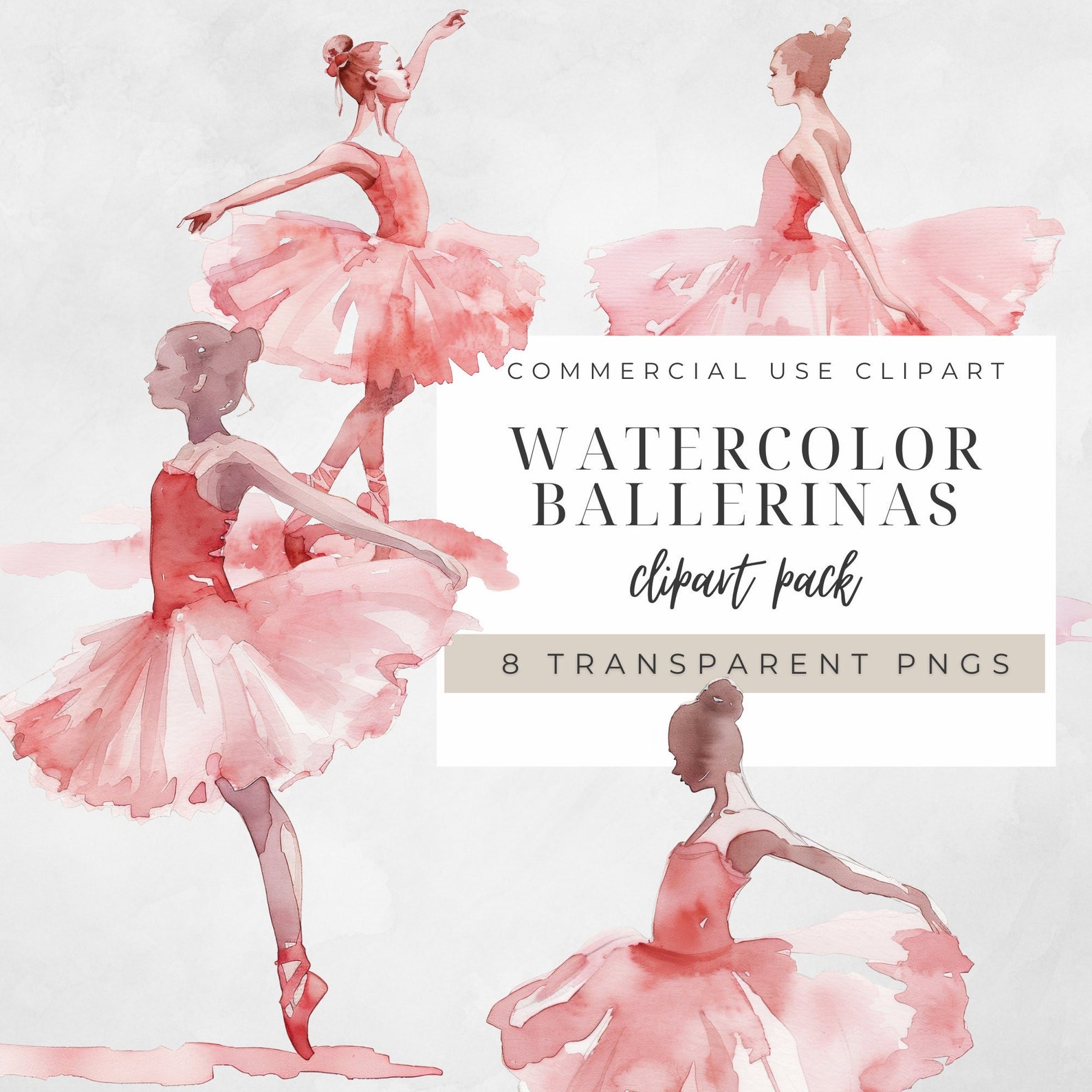 Watercolor Ballerina Clipart, Transparent PNG, Instant Download ...
