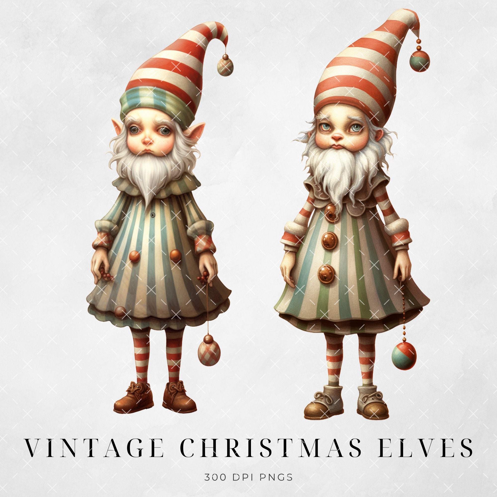 Vintage Christmas Elves Clipart, Transparent PNG, Paper Doll, Christmas ...