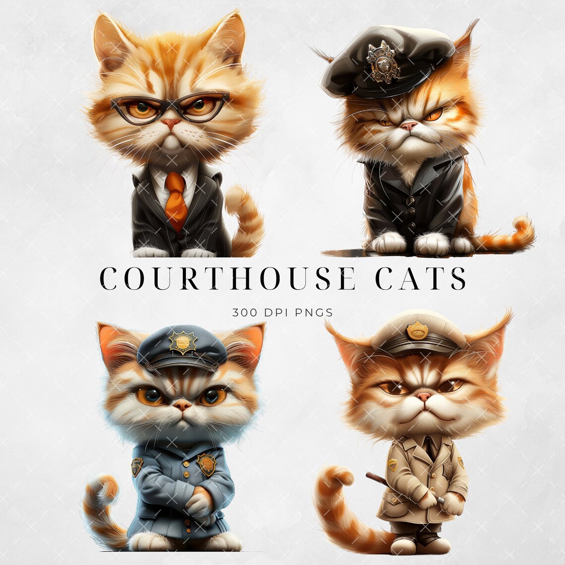 Courthouse Cat Clipart, Transparent PNG, Instant Download, Quirky Cat ...