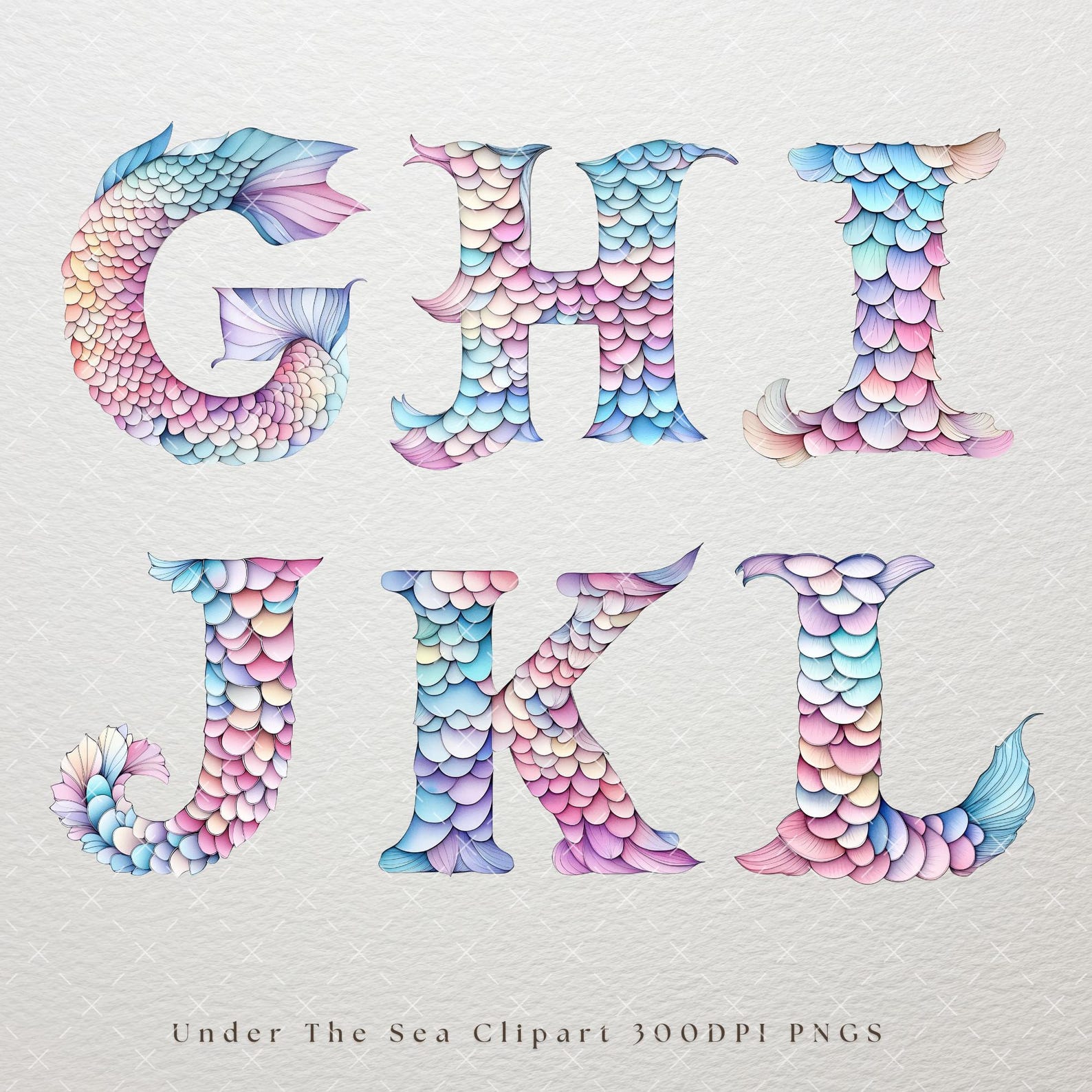 Mermaid Alphabet Clipart, Under the Sea, Digital Download, Girl ...