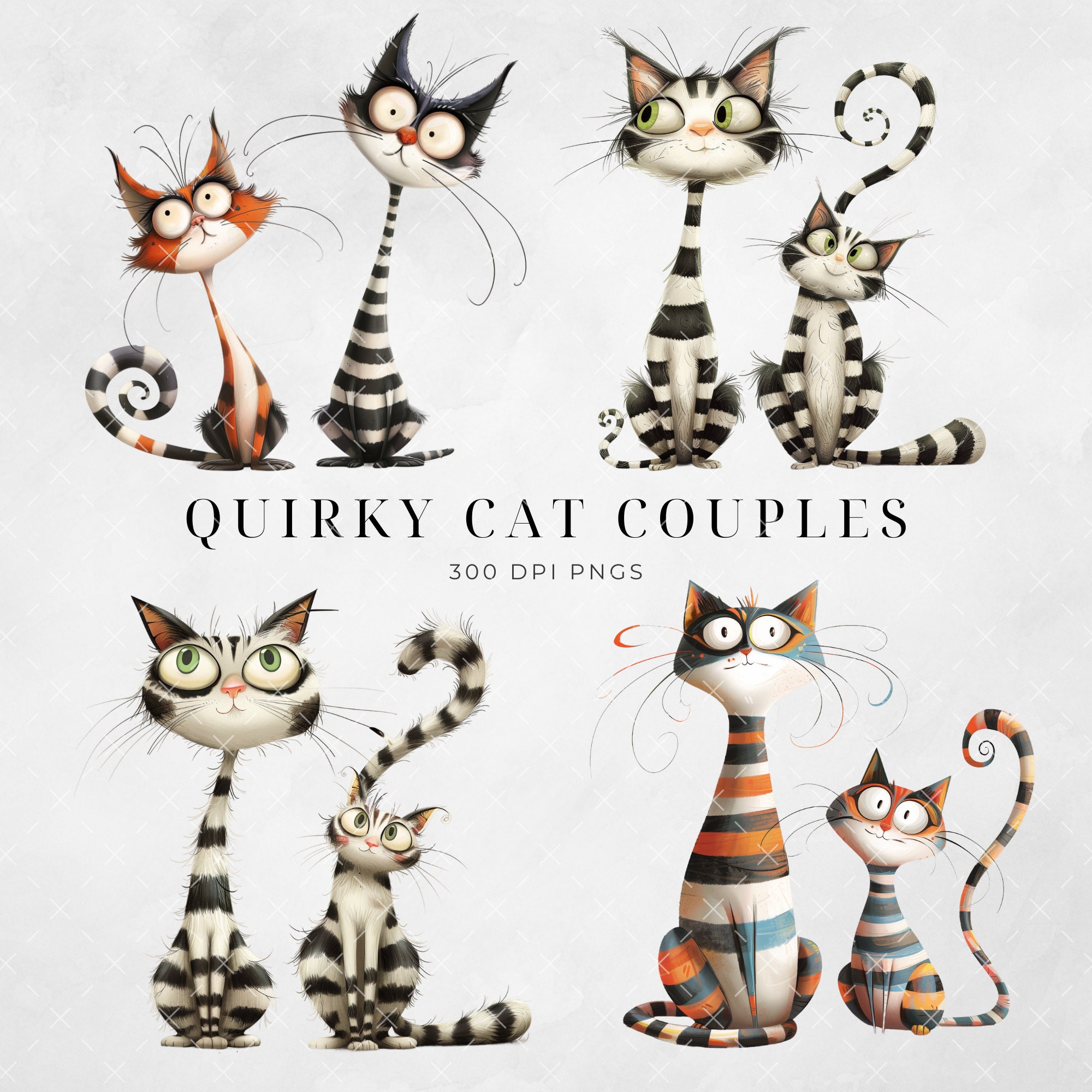 Quirky Cat Clipart, Transparent PNG, Instant Download, Funny Quirky Cat ...