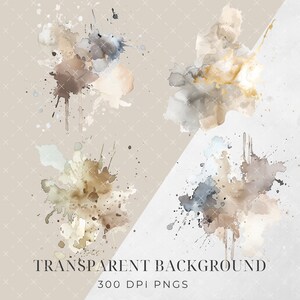 Neutral Watercolor Splash Clipart, Transparent PNG, Instant Download ...