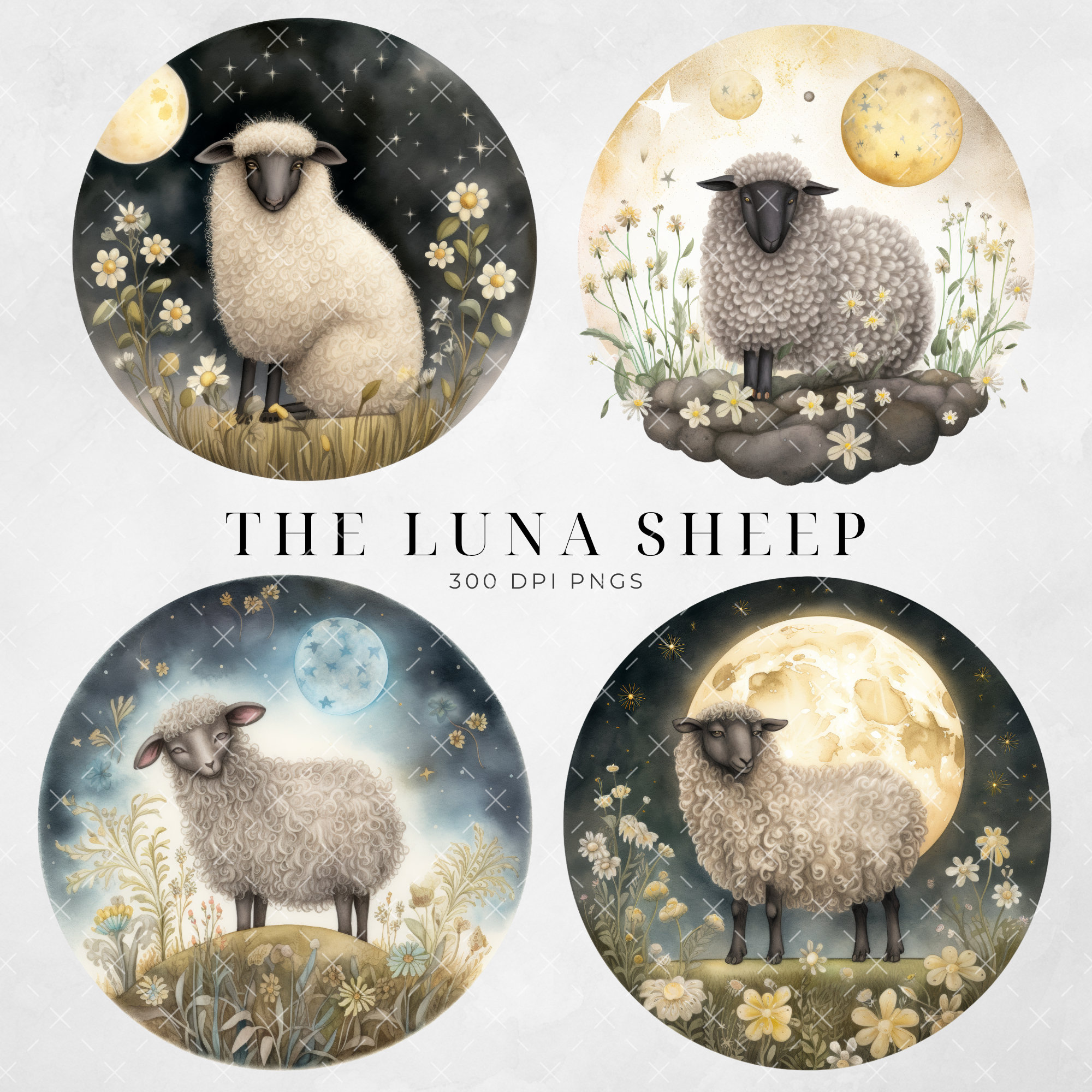 Luna Sheep Clipart Transparent PNG, Junk Journal, Instant Download ...