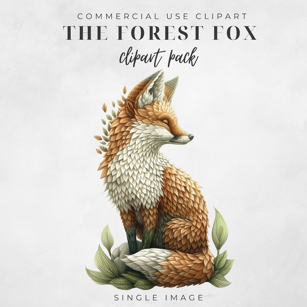 Forest Fox Clipart, Single Image Clipart, Transparent PNG, Junk Journal ...