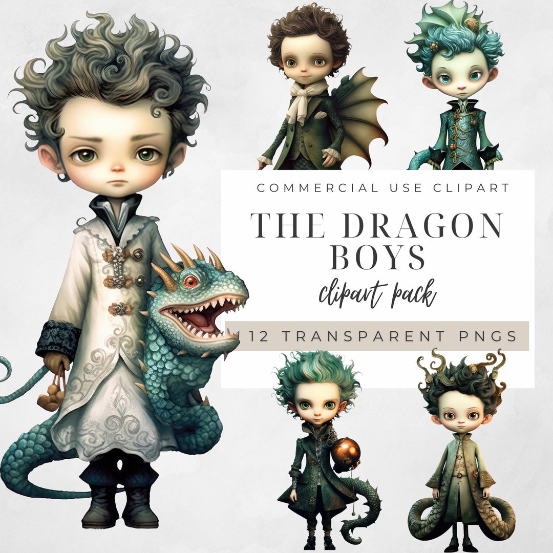 The Dragon Boys Clipart, Transparent PNG, Paper Doll, Junk Journal ...