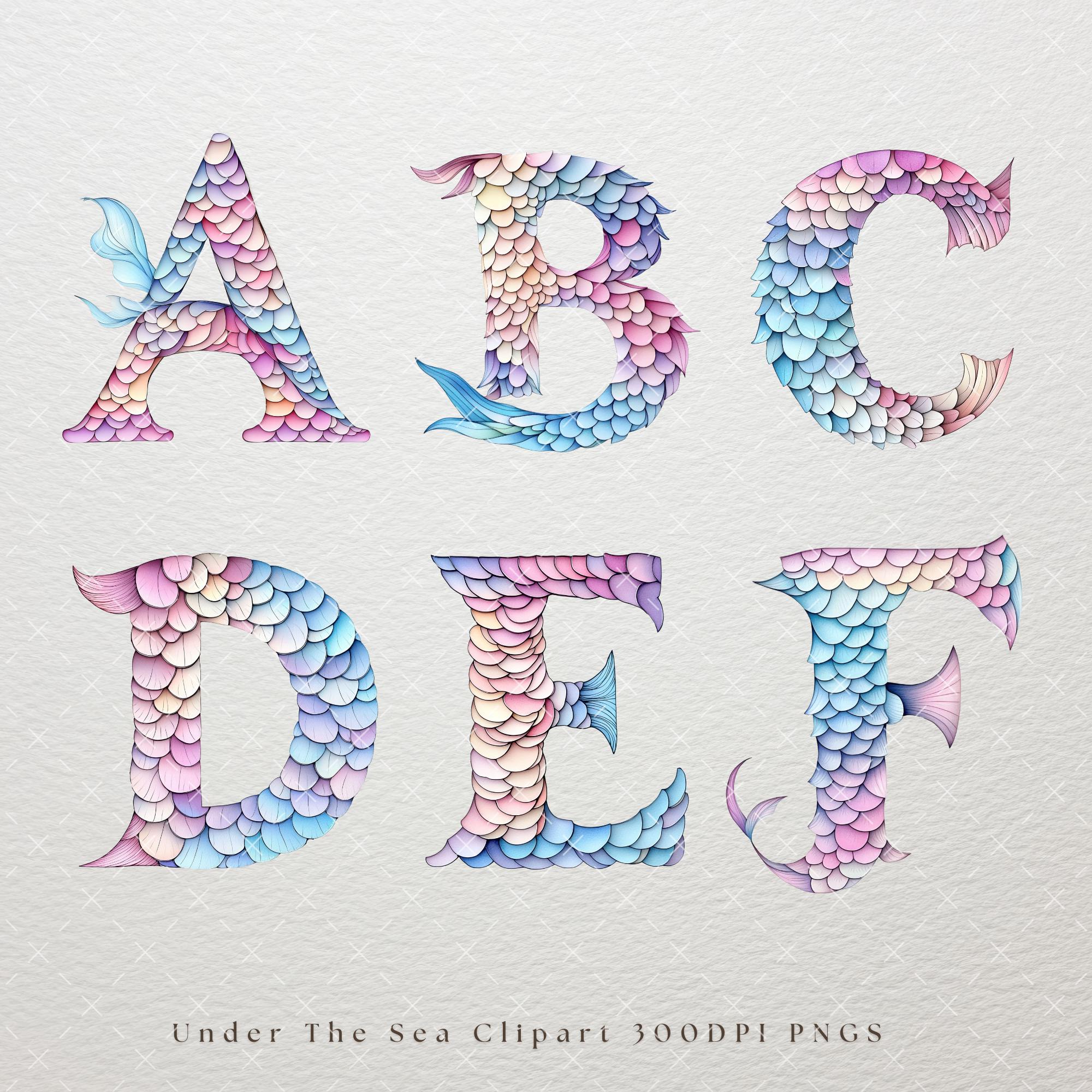 Mermaid Alphabet Clipart, Under the Sea, Digital Download, Girl ...