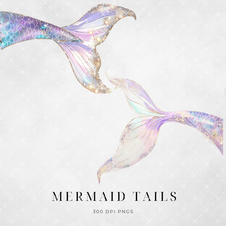 Mermaid Tail Clipart, Transparent PNG, Instant Download, Glitter ...