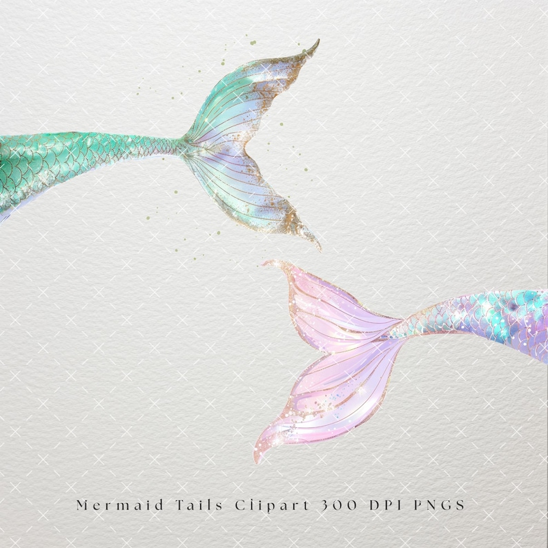 Mermaid Tail Clipart, Transparent PNG, Instant Download, Glitter ...